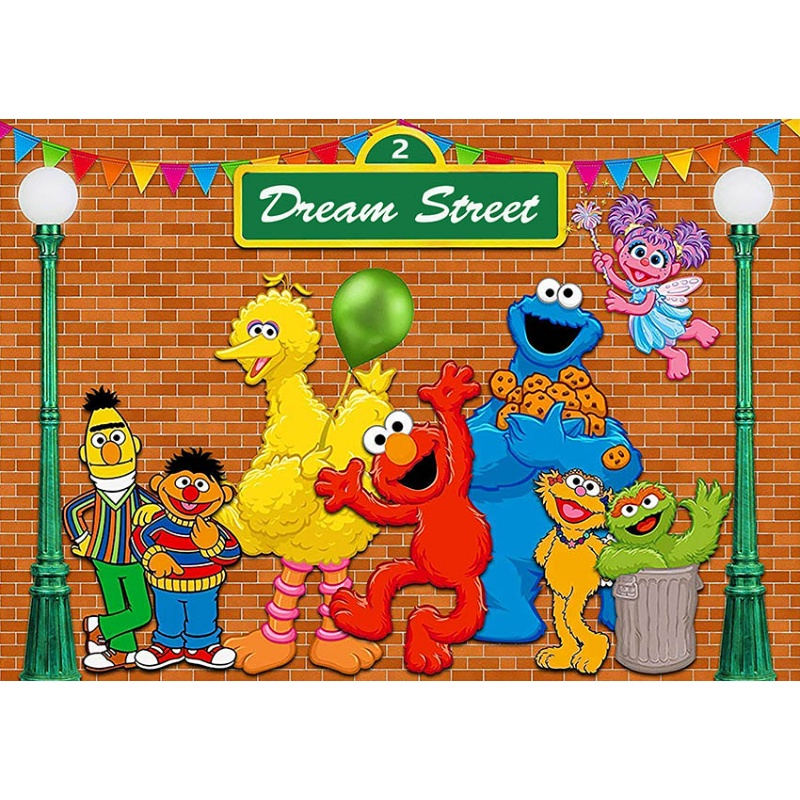 Happy Birthday Photography Backdrops Sesame Street Elmo World Party ...