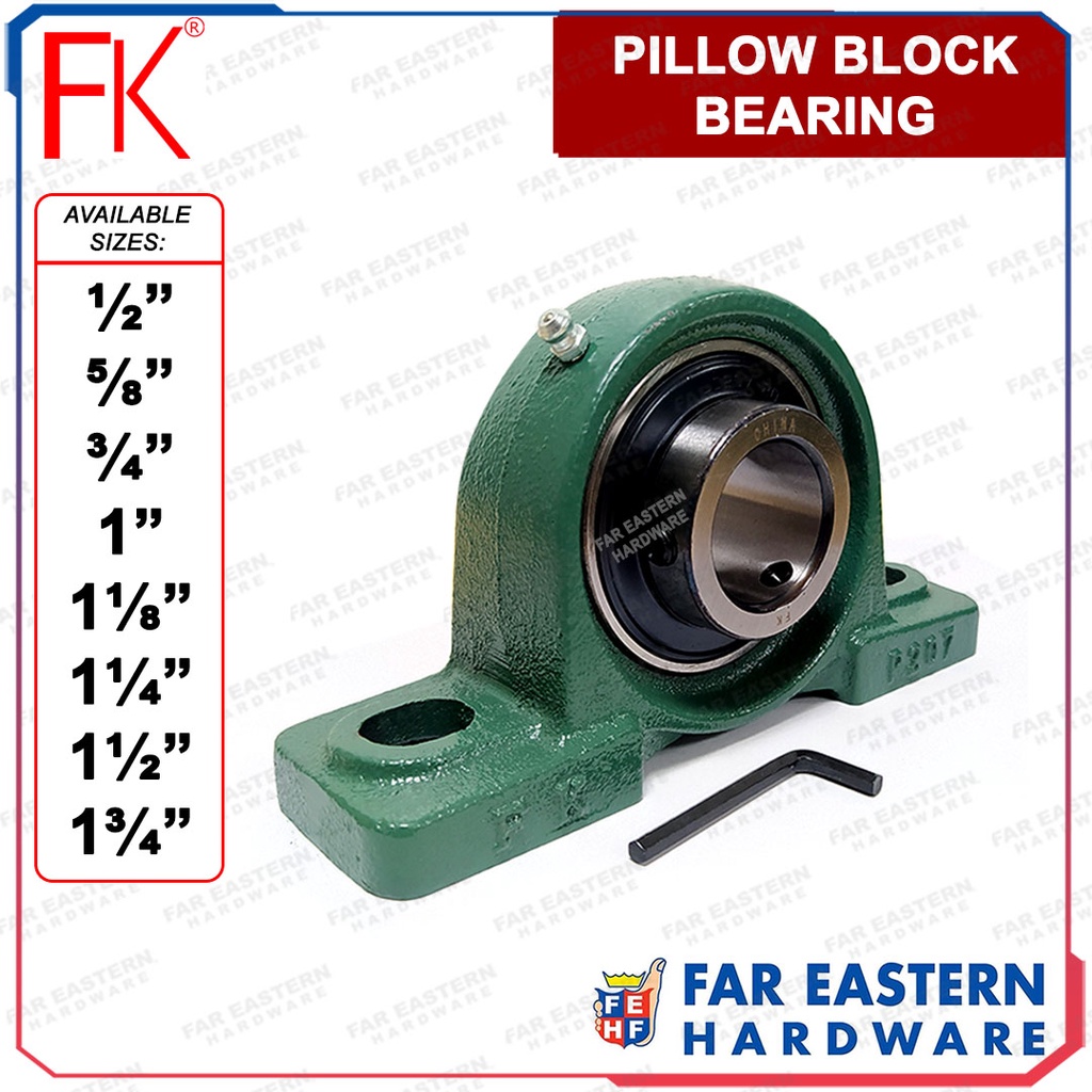 FK UCP Pillow Block Bearing 1/2” 5/8” 3/4” 1” 1-1/8” 1-1/4” 1-1/2” 1-3/ ...