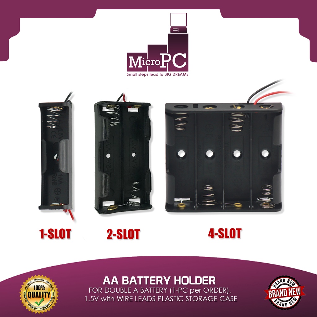 AA BATTERY HOLDER FOR DOUBLE A BATTERY (1-PC per ORDER), 1.5V with WIRE ...