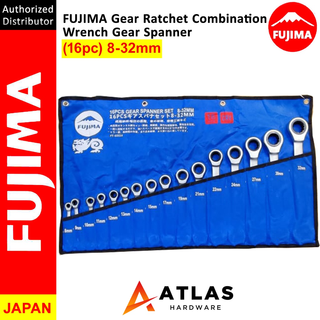 FUJIMA Gear Ratchet Combination Wrench Gear Spanner Set 8-32mm Cr-V ...