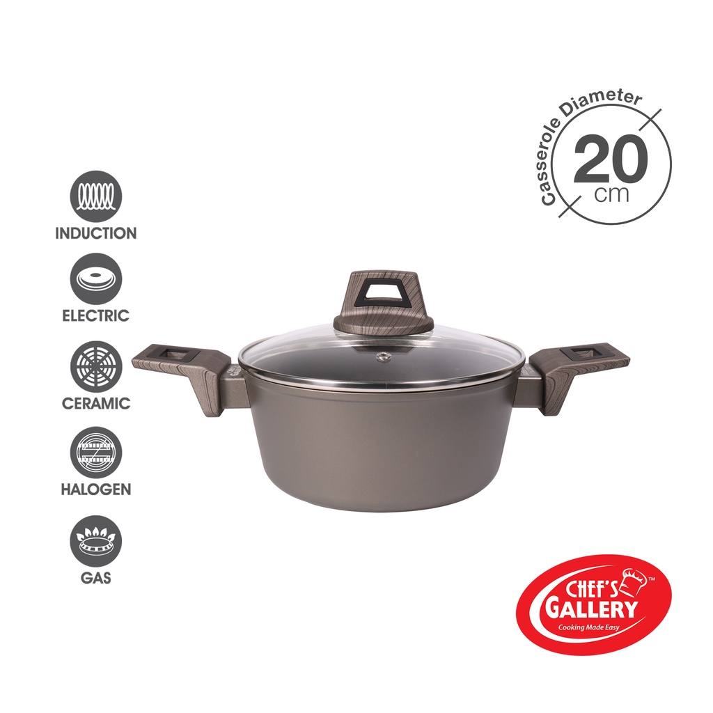 Chef's Gallery Epicurean Casserole w/ Lid 20cm | Greblon Non-Stick ...