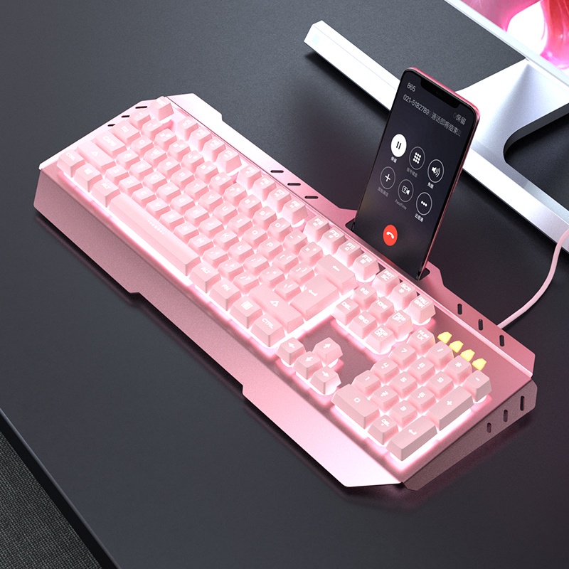Cute Pink Gaming Keyboard And Mouse set Wired membrane external keybord ...