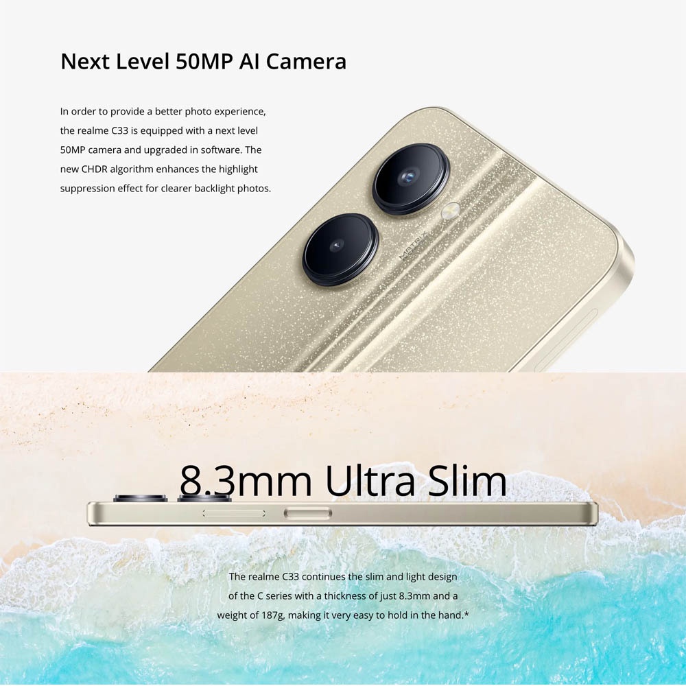 Realme C33 Smartphone | 4GB + 64GB / 128GB | 6.5'' Fullscreen Display ...