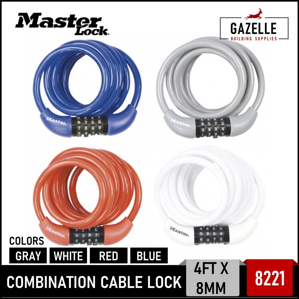 Master Lock Bicycle / Motorcycle Cable Bike Lock 4 Dial Combination ...