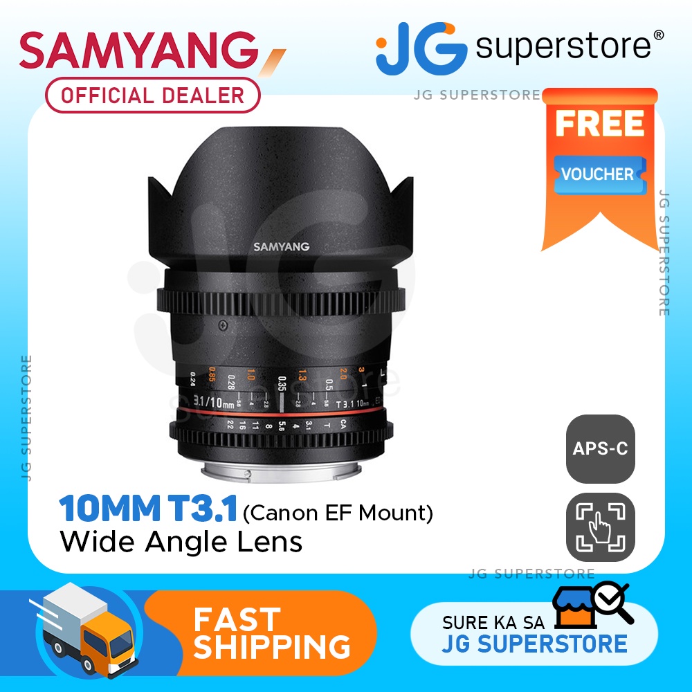 Samyang 10mm T3.1 VDSLR Wide Angle Manual Focus Lens for Canon EF-Mount ...