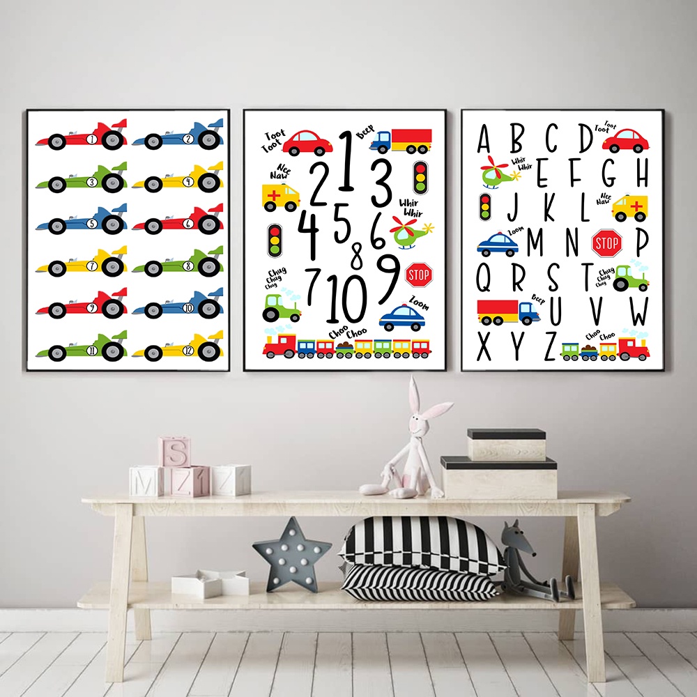Cars Alphabet Prints Child Educational Poster Learning Letter ABC ...