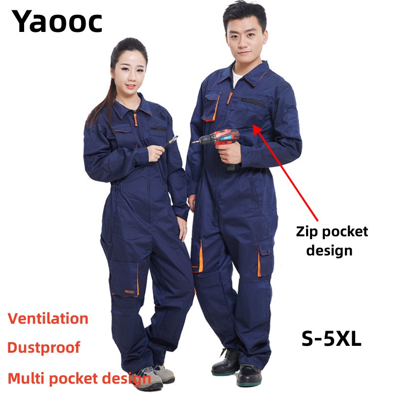 Long Sleeve Coveralls Casual Labor Overalls Plus Size S-5XL Men Women ...