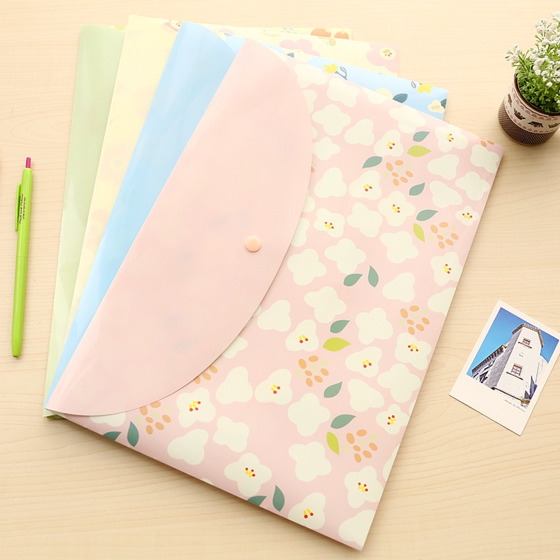 Cute PVC Waterproof Floral A4 File Envelope Cartoon File Bag | Shopee ...