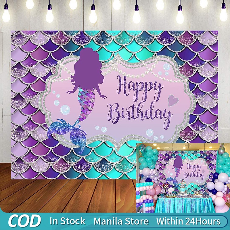 Mermaid Theme Backdrop 150*100CM Mermaid Party Decorations Birthday ...