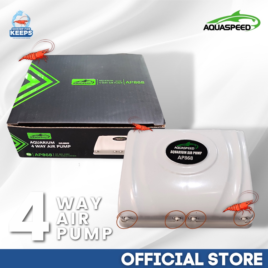 Aquaspeed 4 Way Output Aquarium Air Pump (AP868) Energy Saver and High ...