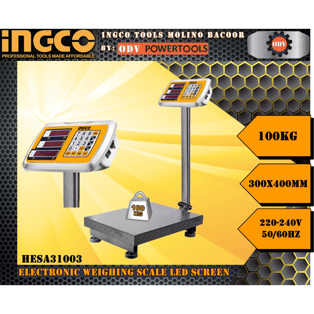 Ingco HESA31003 100kg Industrial Electronic Weighing Scale 300x400mm ...