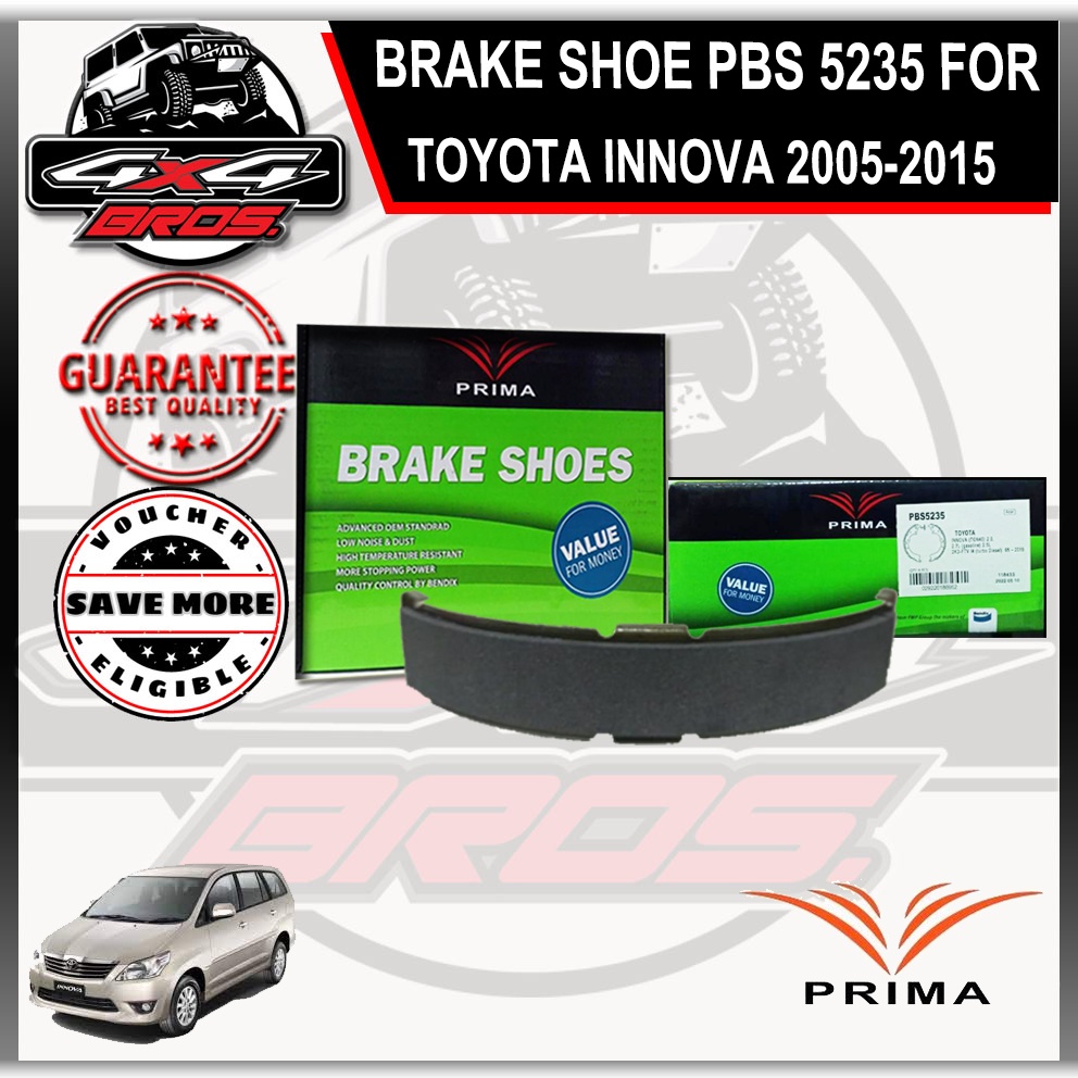 BRAKE SHOE PRIMA (PBS 5235) For TOYOTA INNOVA (2005-2015) | Shopee ...