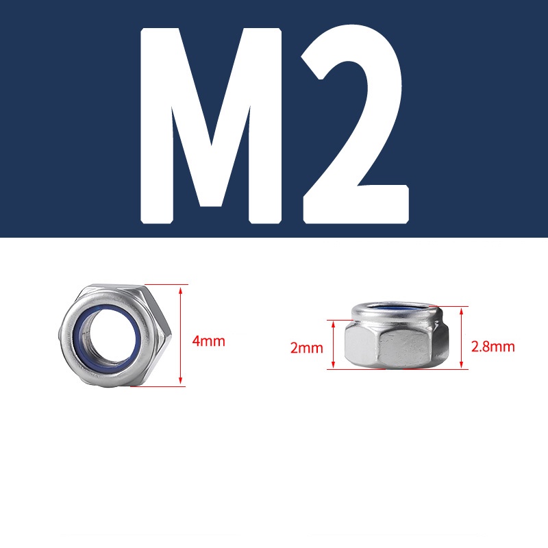 M2 - M30 304 Stainless Steel Hex Nylon Insert Lock Nut Self-locking ...