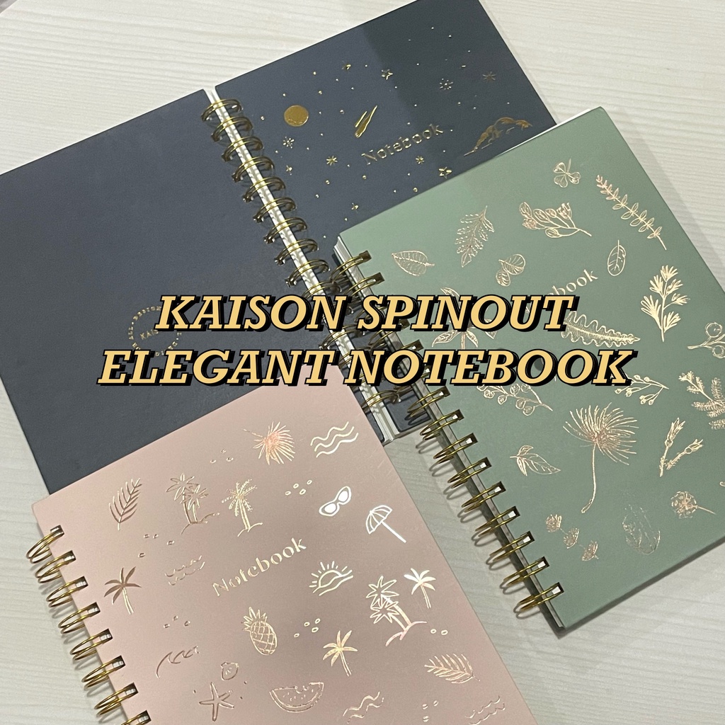 KAISON Notebook / A5 Spinout Notebook Hard Cover Book / Gold Font High ...