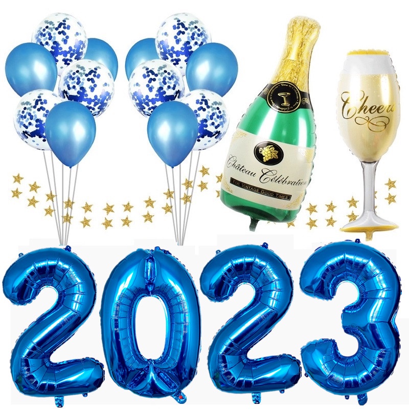 2023 Happy New Year Balloon Party Set Colorful Sequin Balloons Green ...