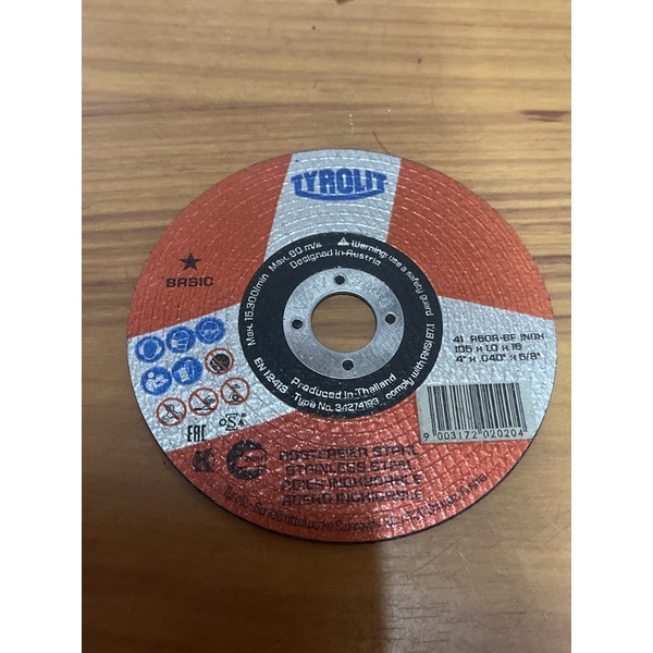 Tyrolit Ultra thin cutting disc 4”(105x1x16mm)(BASIC) (sold per piece ...