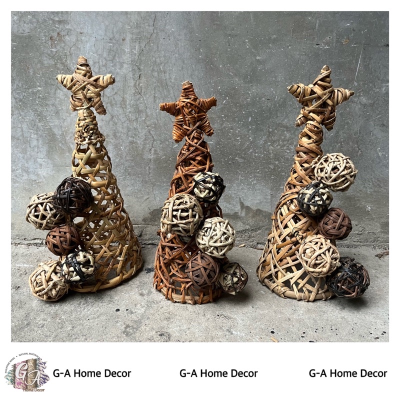 Mini Table Christmas Tree Decor with Native Balls - Natural Material ...