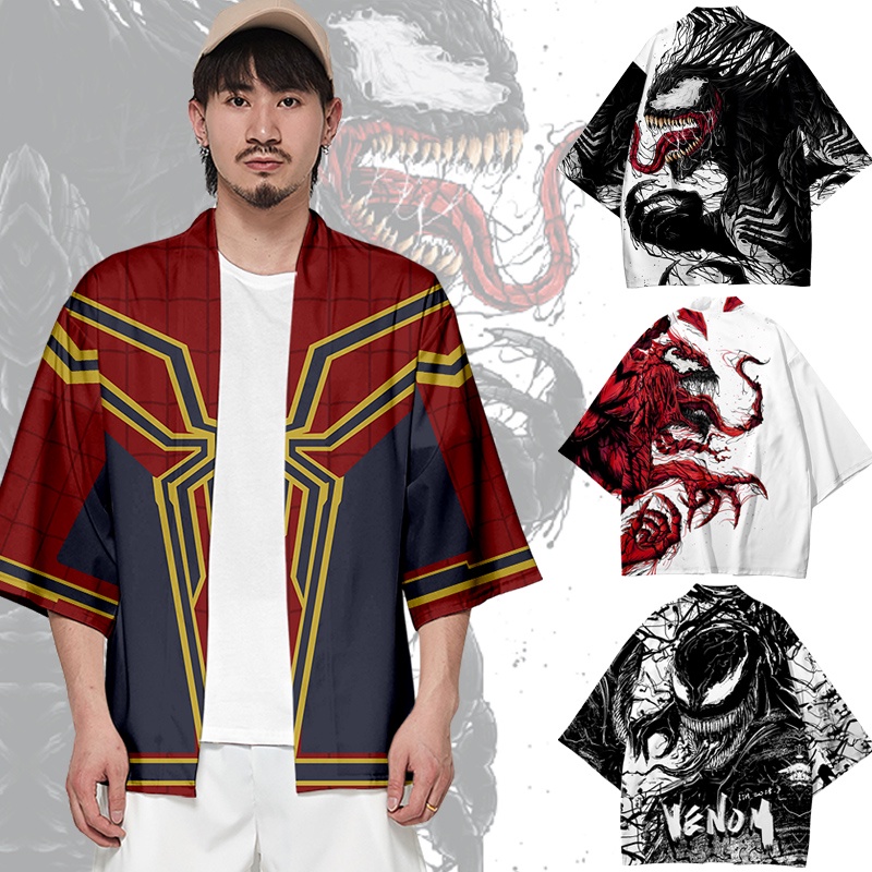 Anime Venom Cloak Kimono Male Spiderman Joint Jacket 3D Hero Expedition ...