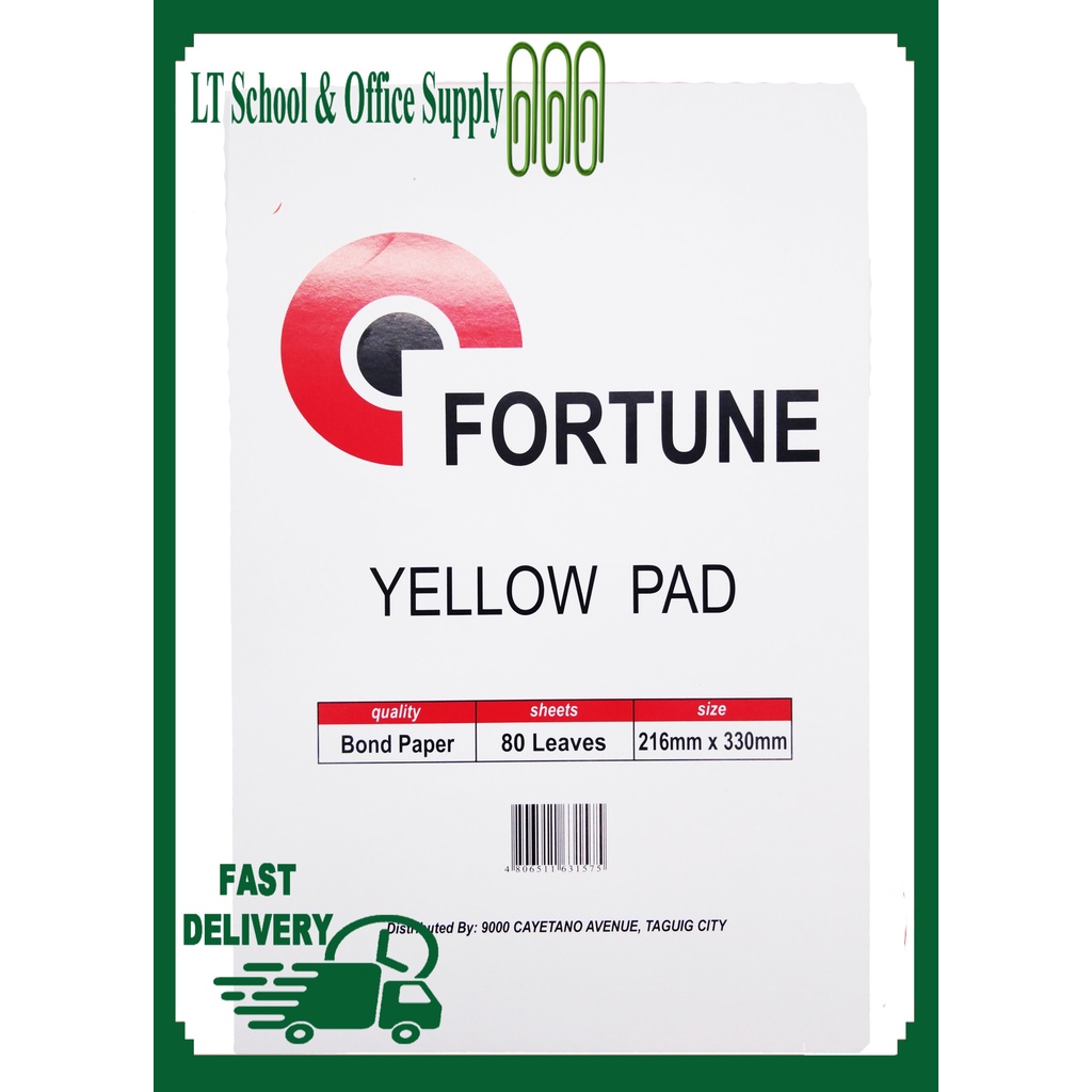 1 Pad Fortune Yellow Pad Paper Bond Paper 80 leaves | Shopee Philippines