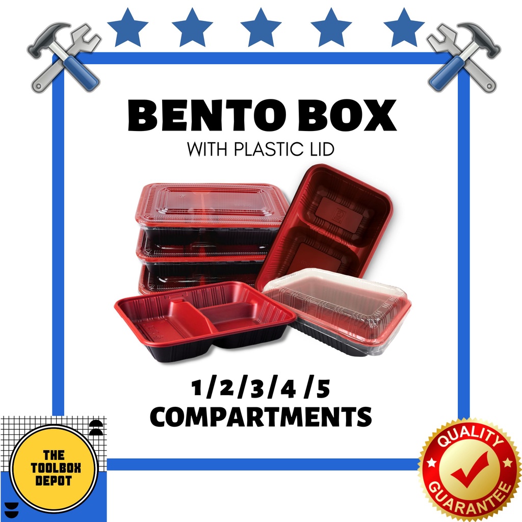 Bento Box Trays 1 | 2 | 3 | 4 | 5 Division/Compartment w/ Lid [10-50pcs ...