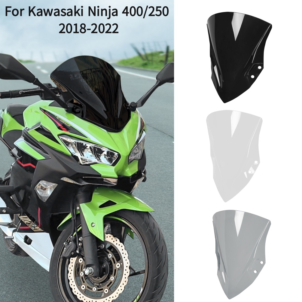 LJBKOALL Motorcycle Double Bubble Windshield Windscreen For Kawasaki ...