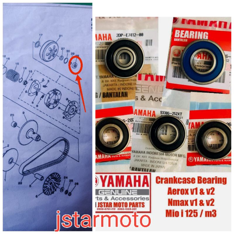 CRANKCASE BEARING / CRANK CASE BEARING FOR AEROX V1 V2 NMAX V1 V2 MIO i 125 / 125s | Shopee ...