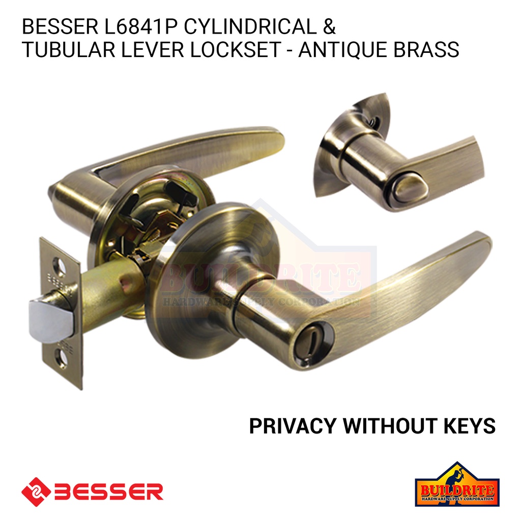 BESSER L6841P NO KEYS TUBULAR DOOR KNOB LOCKSET LEVER PRIVACY ANTIQUE ...