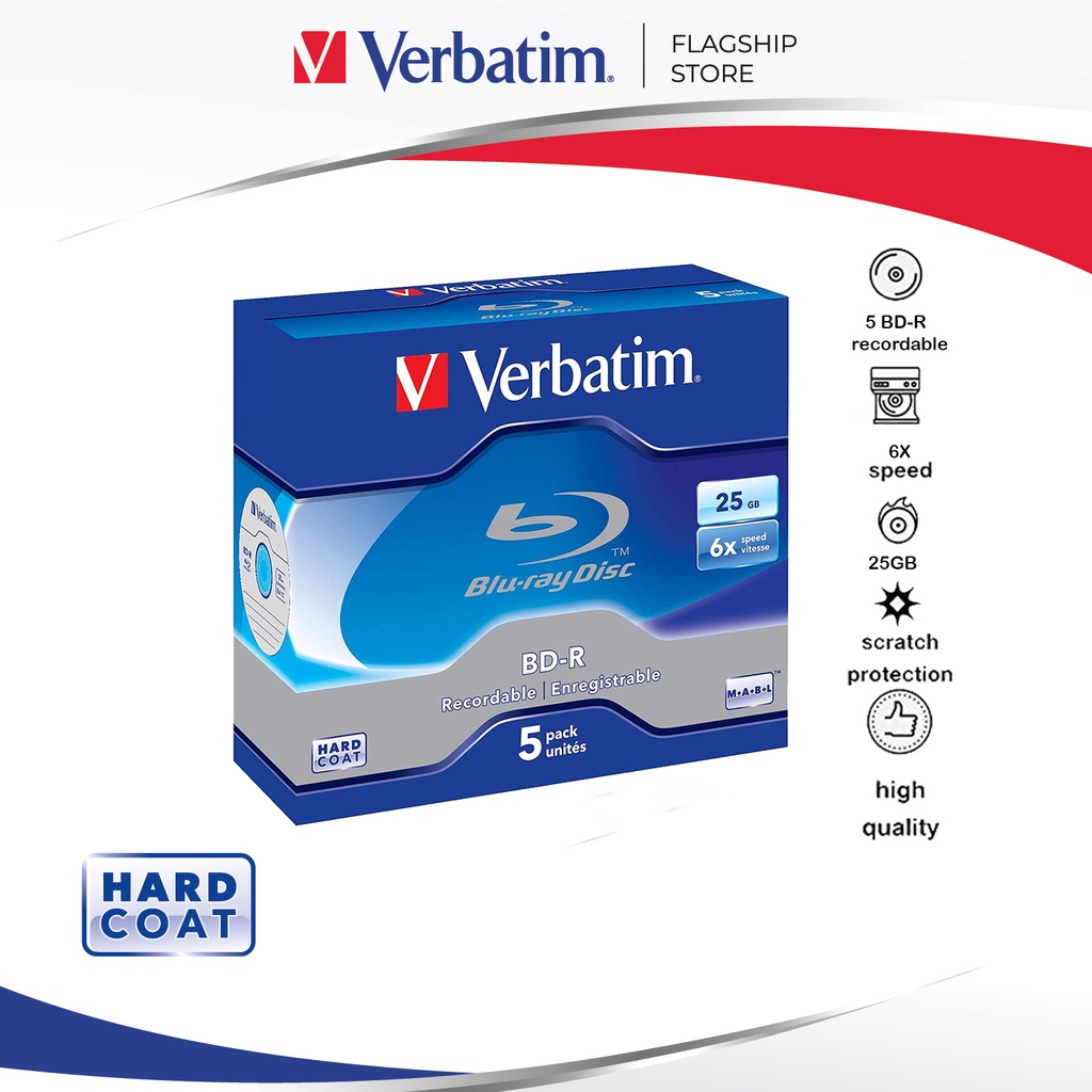 Verbatim DVD-43715 Blu-ray Disc BD-R SL 25Gb(5pcs w/ Jewel Case ...