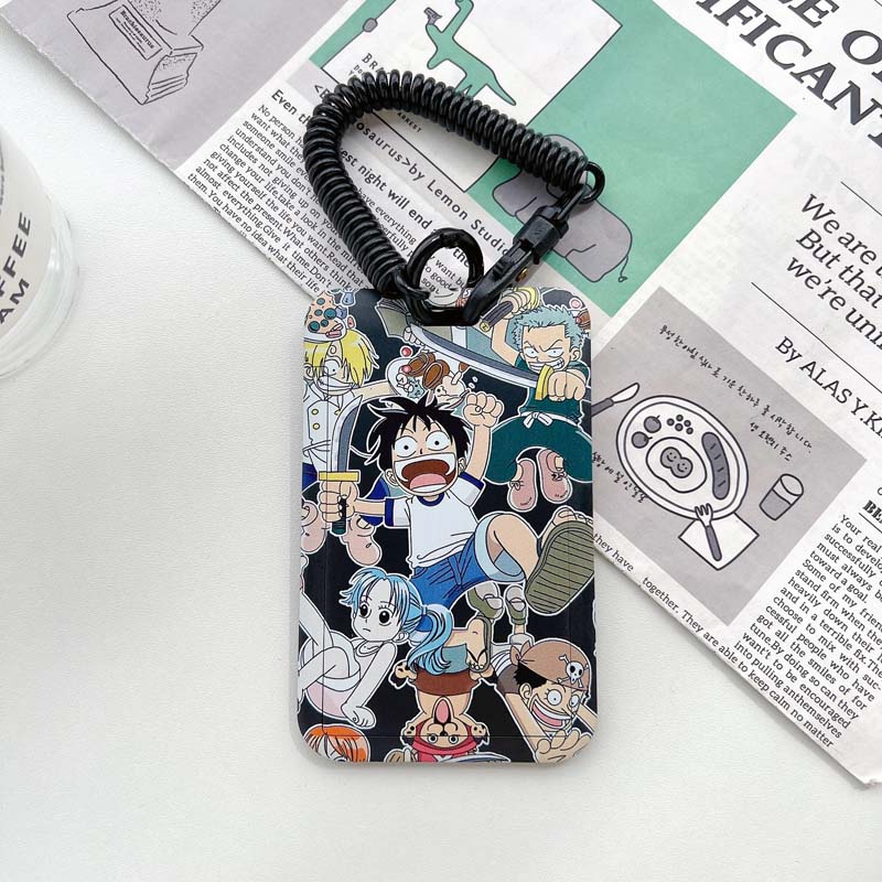 Cute ONE PIECE Luffy Card Holder with Hand Lanyard Retractable Backpack ...