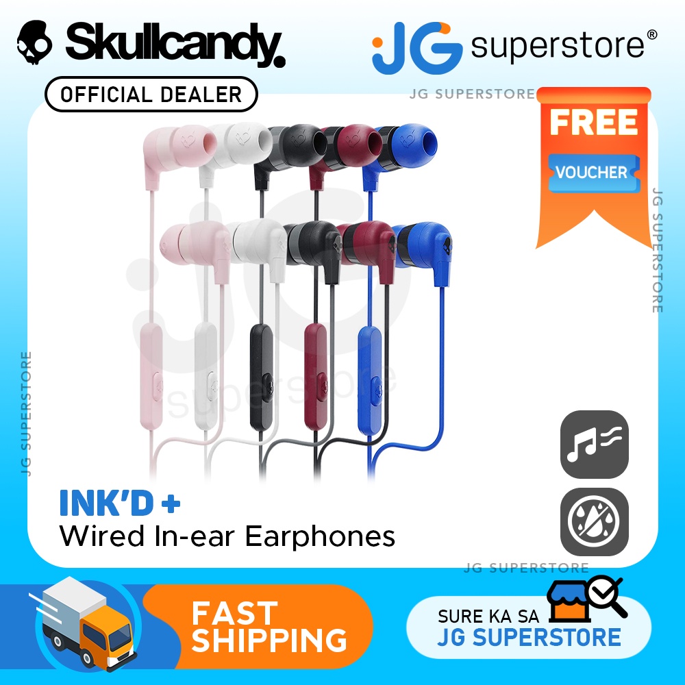 SkullCandy Inkd+ Wired Noise-Isolating Earphones with Microphone, Call ...