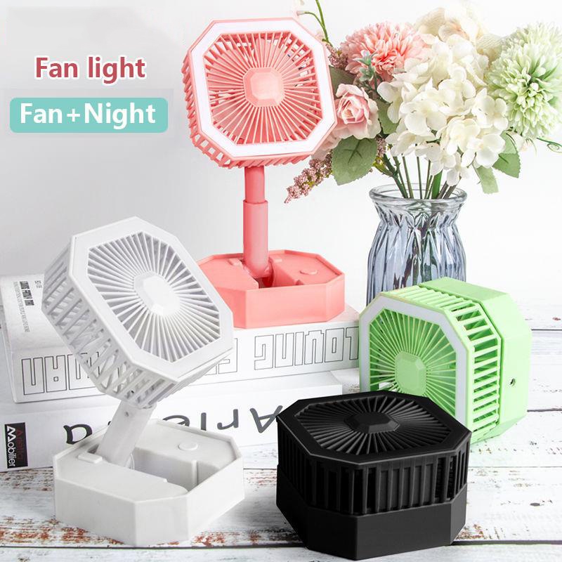 Portable Mini Octagon Small Fan with LED Light Battery Powered Fan ...