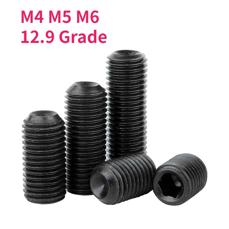 M4 M5 M6 12.9 Grade Carbon Steel Hex Hexagon Socket Cup Point Set Screw Allen Headless Concave ...