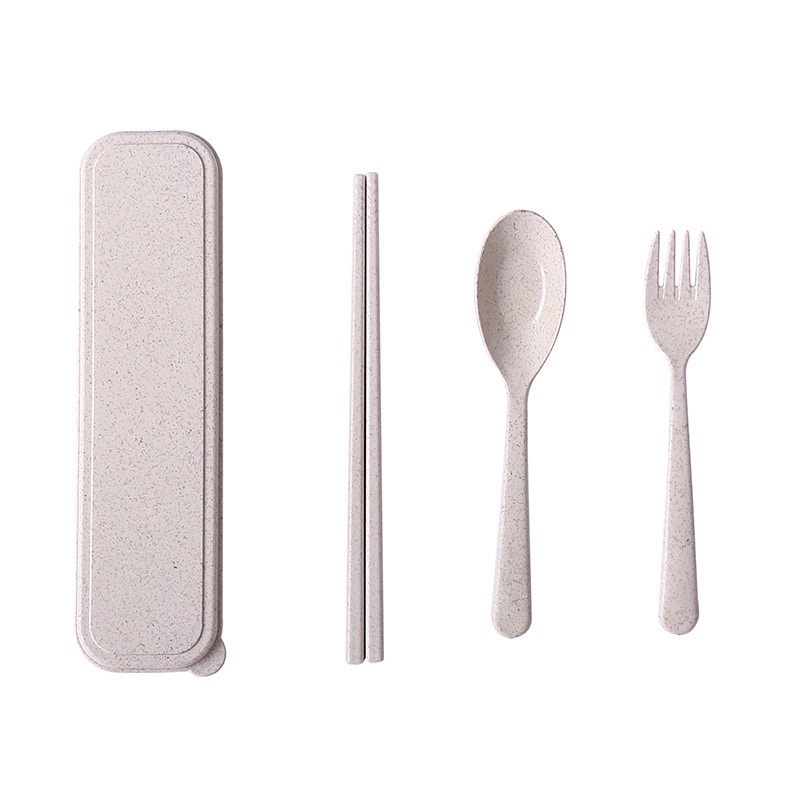 Wheat Straw 3 In 1 Spoon Fork & Chopstick Set With Organizer Box ...