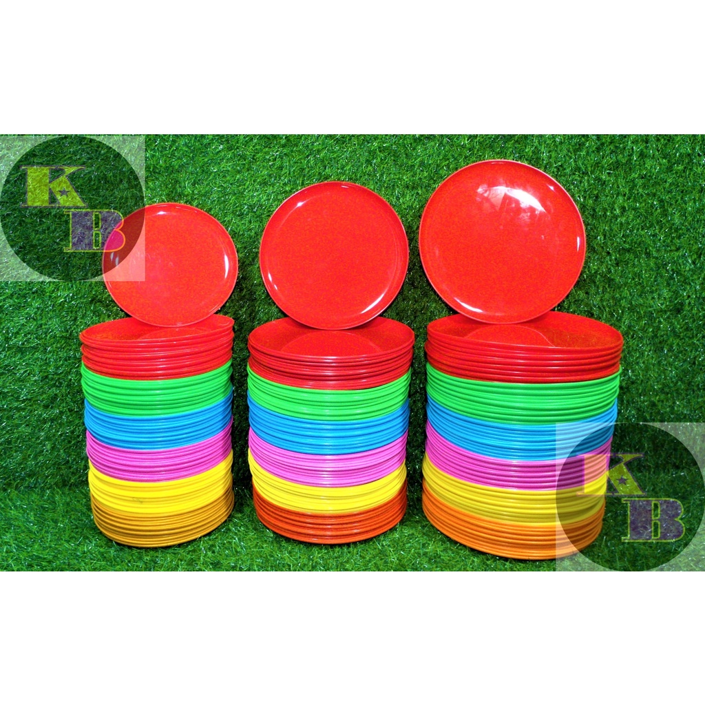 6408/6409/6410 Colorful Plastic Round Plates (PER DOZEN) | Shopee ...