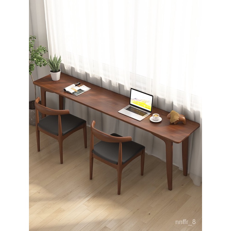 Computer DeskSolid Wood Study Desk Computer Desk Wall-Mounted Long ...