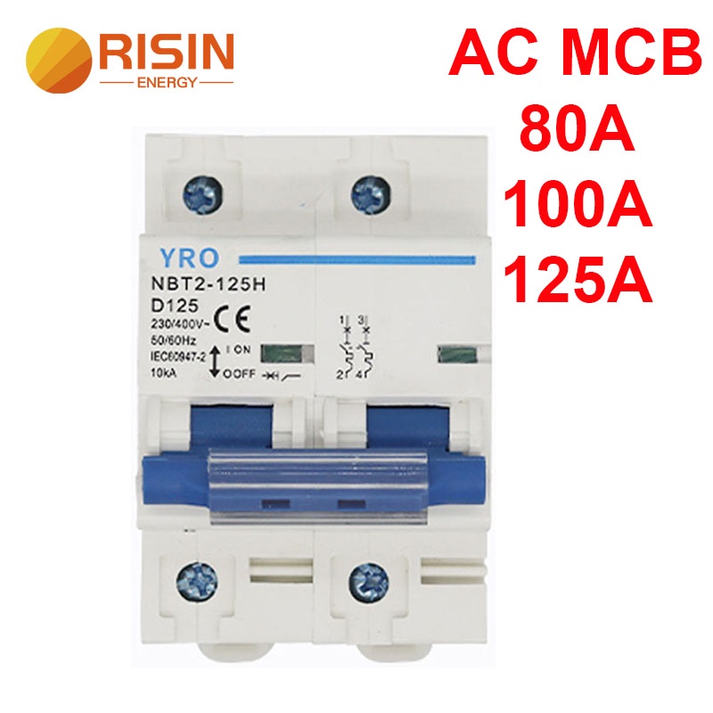 2P MCB Mini Circuit Breaker 100A 125A 6KA AC 230/400V 50Hz Din Rail Mounted Miniature Household ...