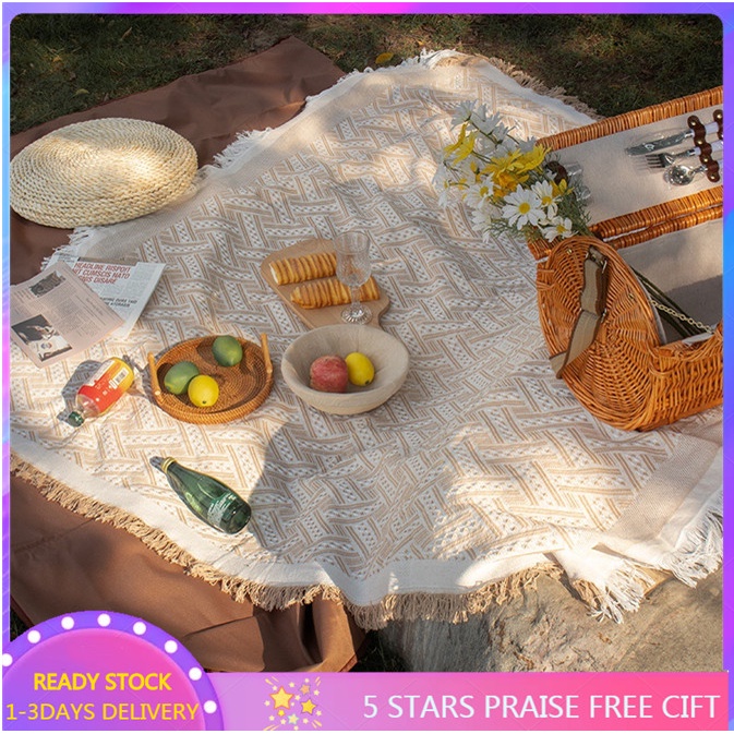 Woven Sofa Cover Bed Sheet Table Cover Picnic Blanket Camping Blanket ...
