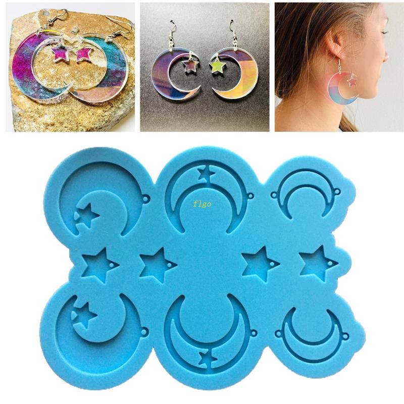 flgo Eardrops UV Crystal Resin Epoxy Mold DIY Crafts Moon Star Dangler ...
