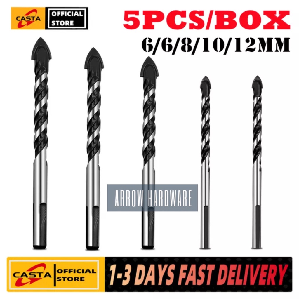 [COD]5PCS/SET 6/6/8/10/12MM Alloy Triangle Overlord Drill Bits Tile ...
