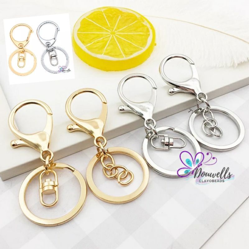 5pcs KEYCHAIN RING WITH LOBSTER LOCK KEY RINGS CLASP METAL FINDINGS ...