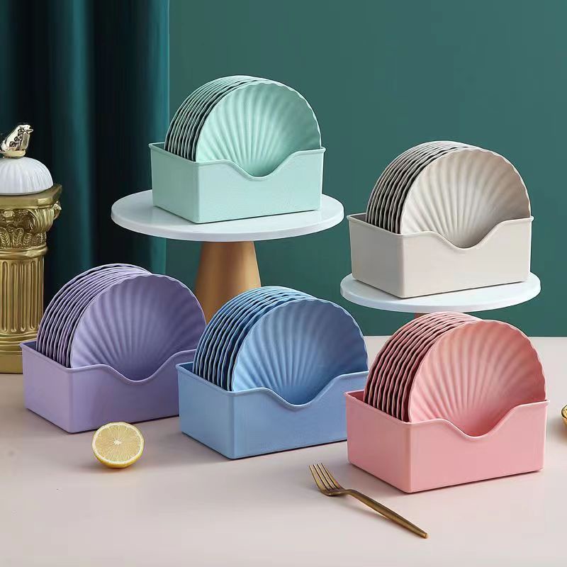 10-Pack+Storage Base 15cm Shell-Shape Bone Spitting Dish Wheat Straw ...