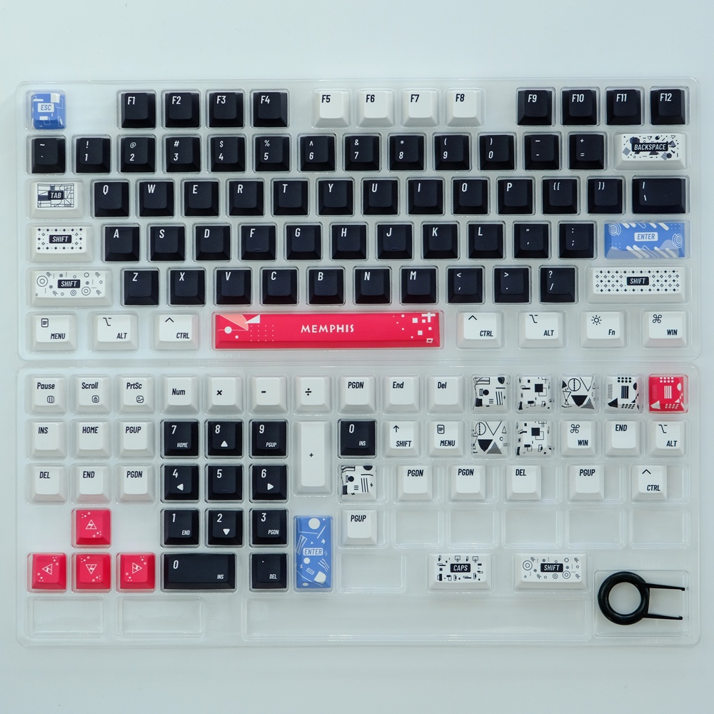 129 Keys Memphis Keycap English Cherry Profile PBT Dye Sublimation Mechanical Keyboard Keycap ...