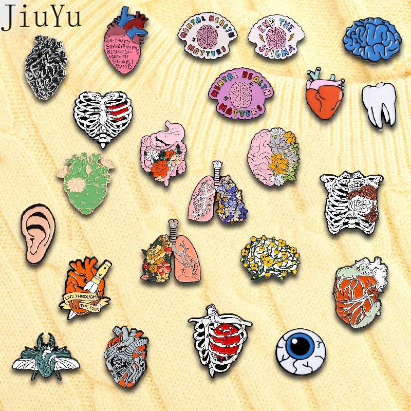 Creative Anatomy Organ Kidney Brooches Brain Heart Lung Brooch Pin ...