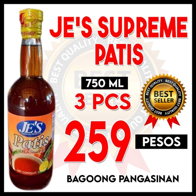 Bundles of 3 Bottles ( Pangasinan Pride Pure JE'S PATIS 750ML) | Shopee ...