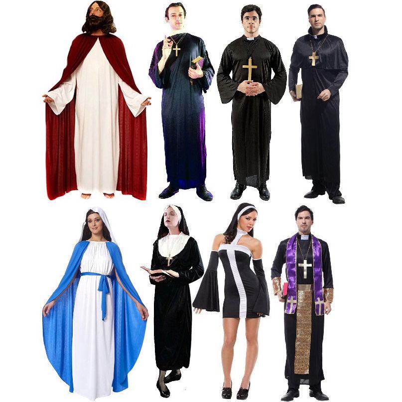 Ready Stock Hot Sale Halloween Costume Virgin Mary Reverend Stage Drama ...