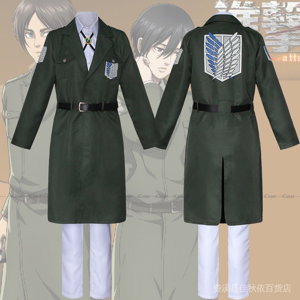 Aot Uniform Levi Ackerman Cosplay Costume Attack On Titan Trench Shingeki No Kyojin Scouting