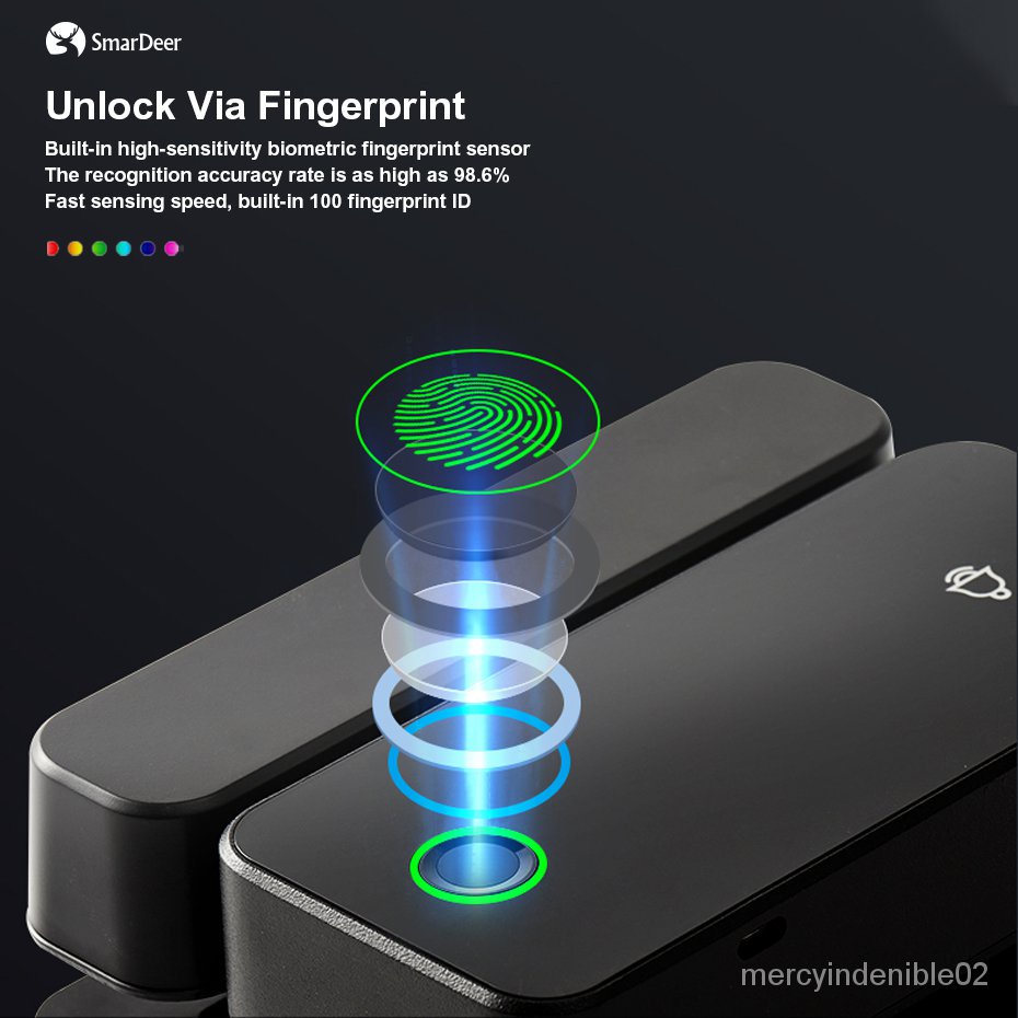 SmarDeer Glass door Electronic Lock with key Bluetooth Fingerprint ...