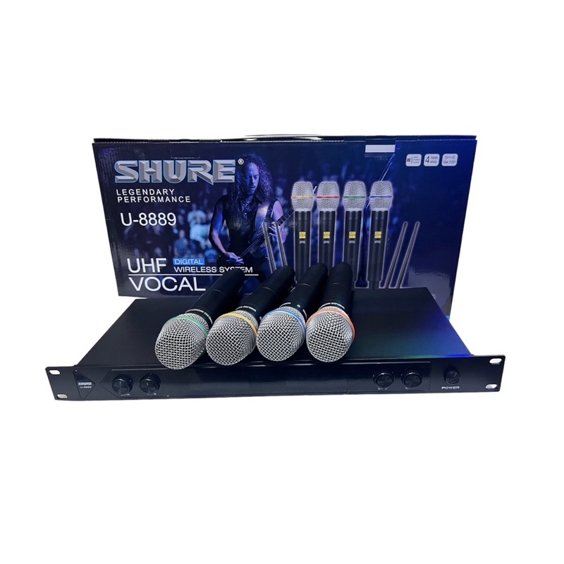 SHURE 4 CHANNEL UHF HANDHELD WIRELESS MICPHONE U-8889 | Shopee Philippines