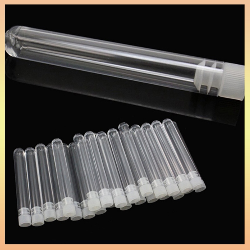 10 Stks Clear Plastic Test Tube With Cap - Shaped Bottom Long ...