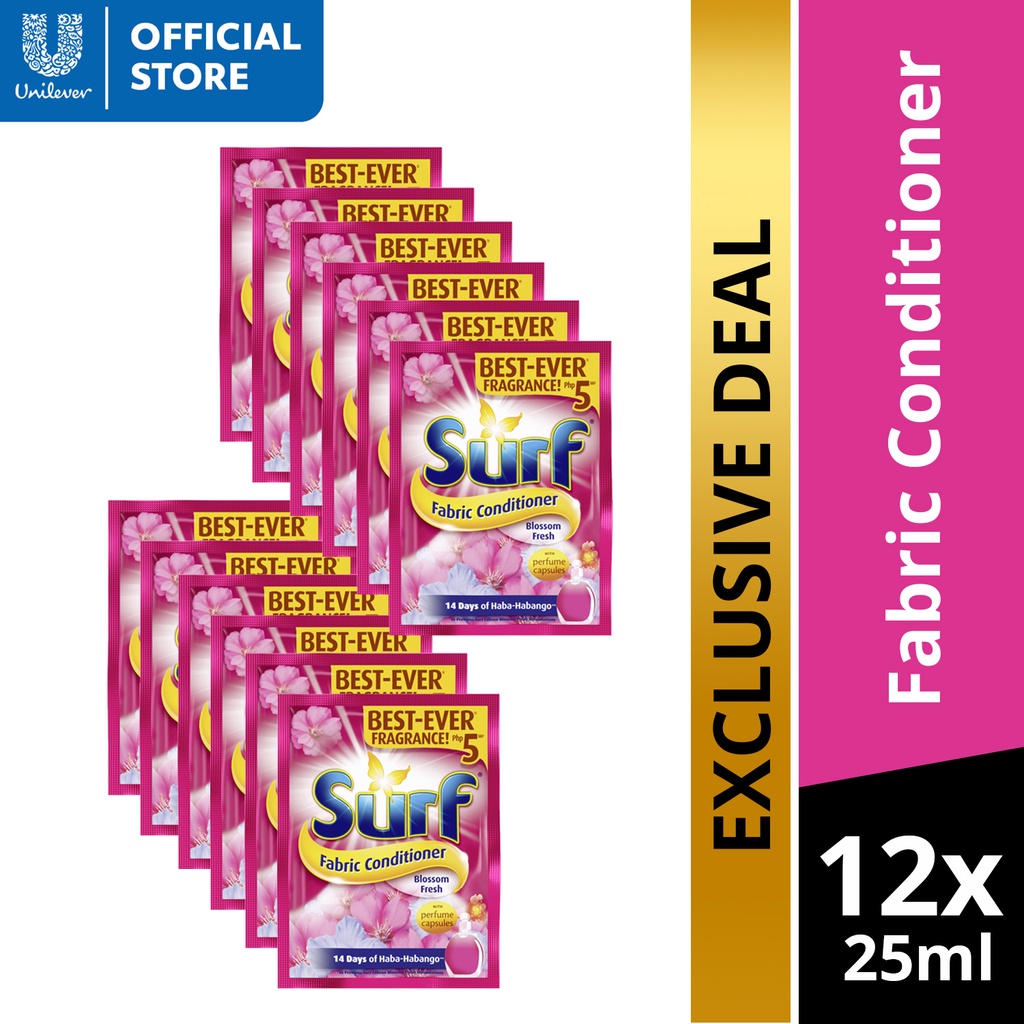 Surf Fabric Conditioner Blossom Fresh 25ml Sachet - Bundle of 12 ...